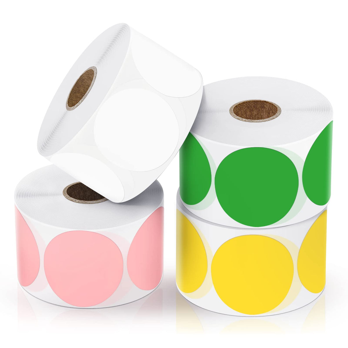 JADENS 2inch Self-Adhesive Label 4 Circle Sticker Label Mixed Color