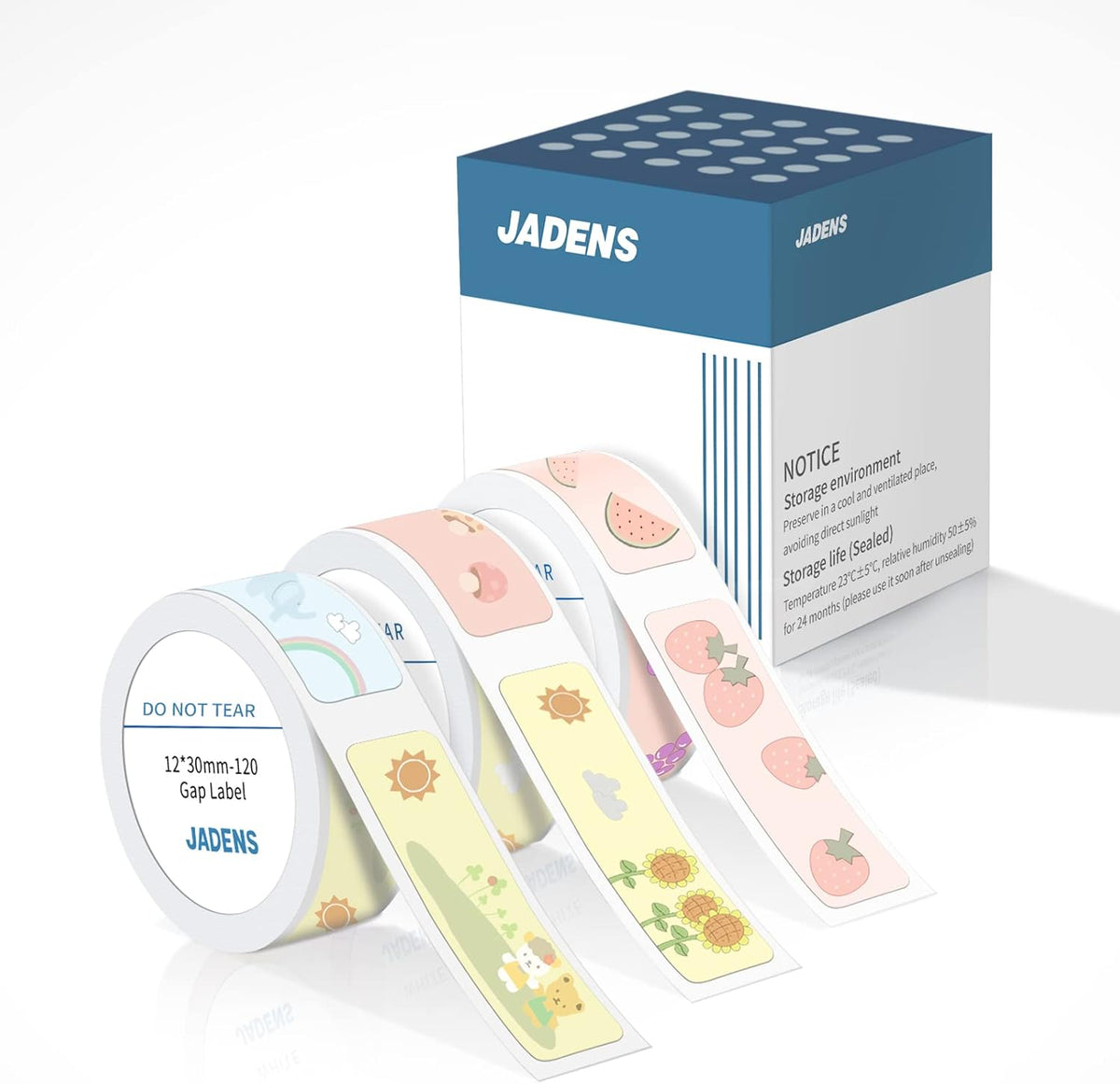 JADENS 12x40mm Cute Label Maker Gap Tape 3 Rolls