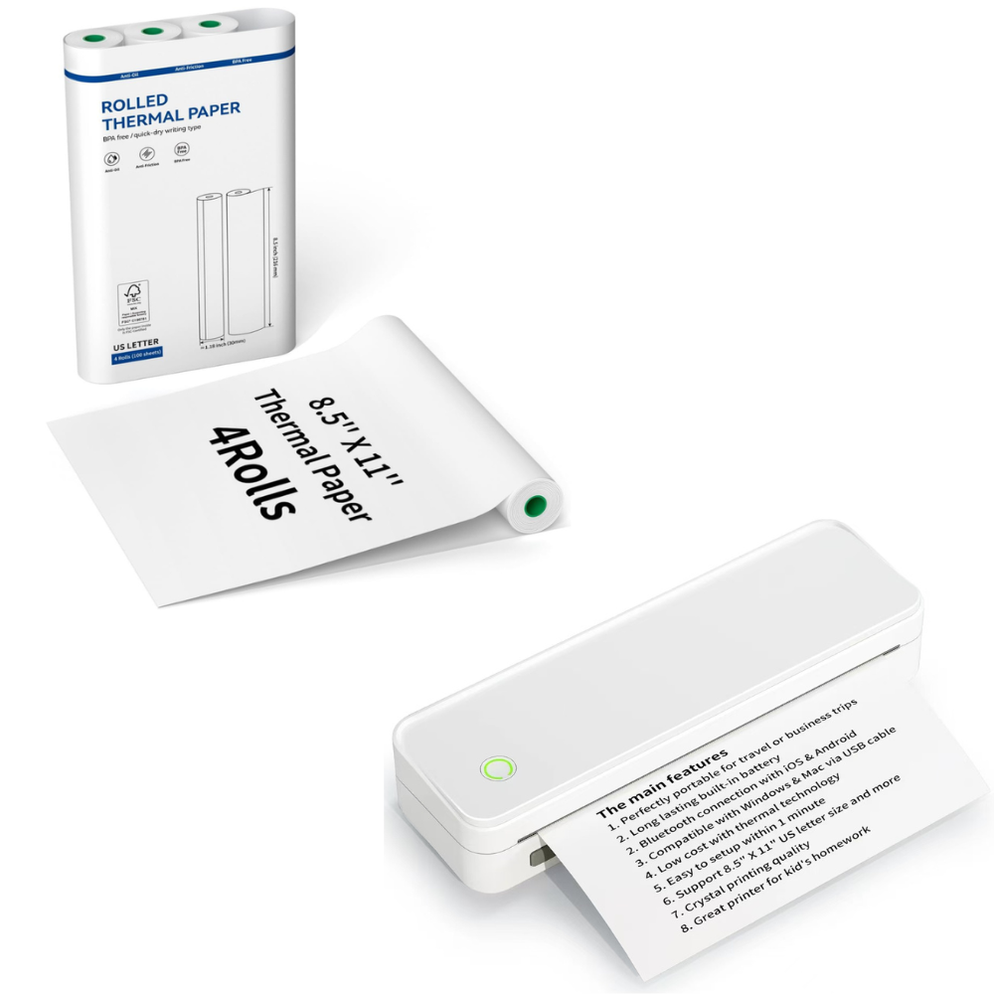 JADENS Bluetooth Portable Printer - Support Letter Size Paper