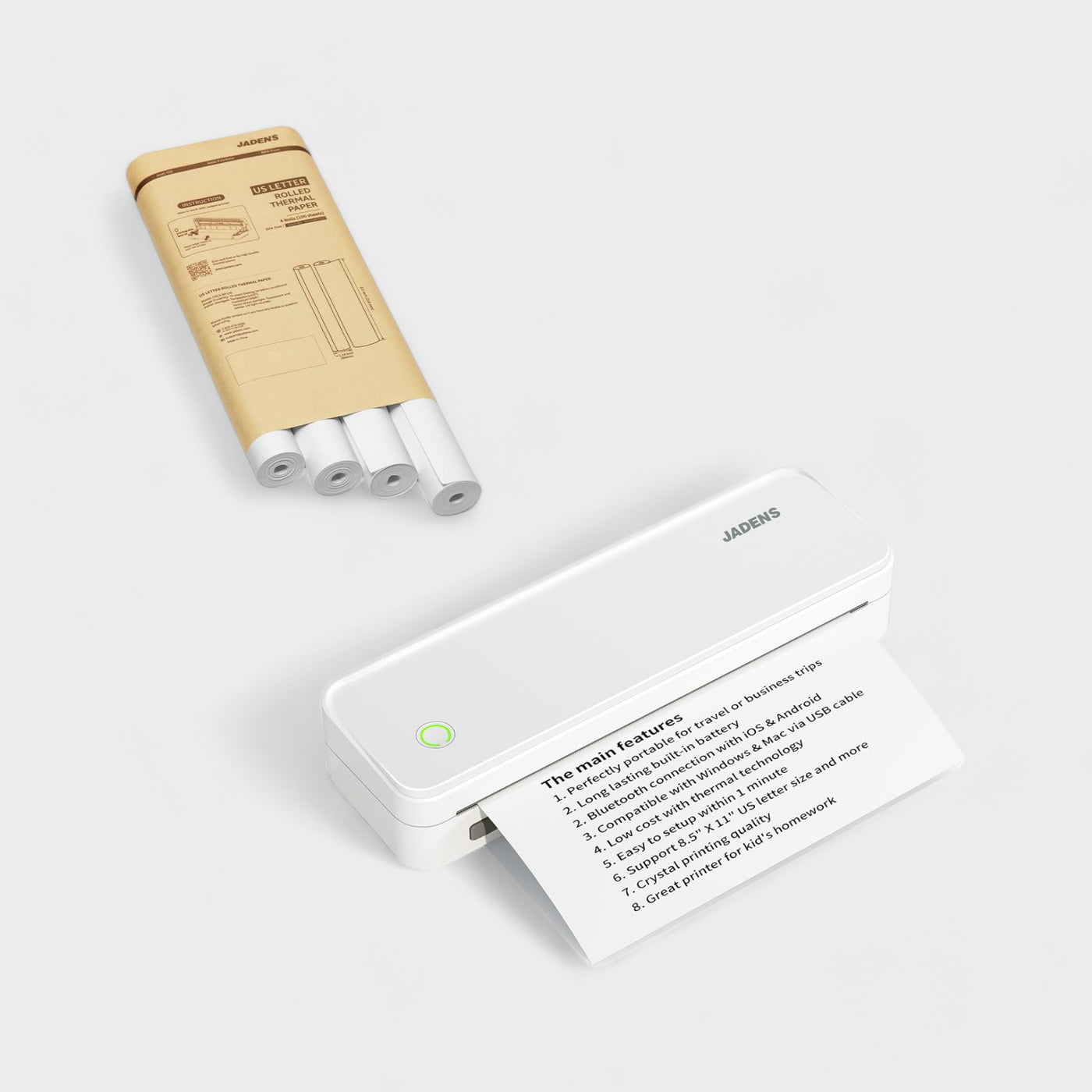 JADENS Bluetooth Portable Printer - Support Letter Size Paper