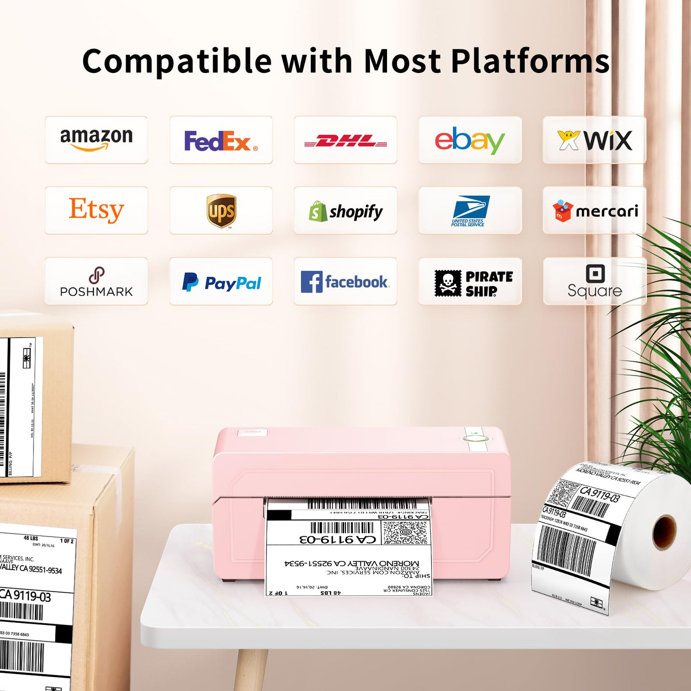 Thermal Shipping Label Printer 268BT - Bluetooth Shipping Printer — JADENS