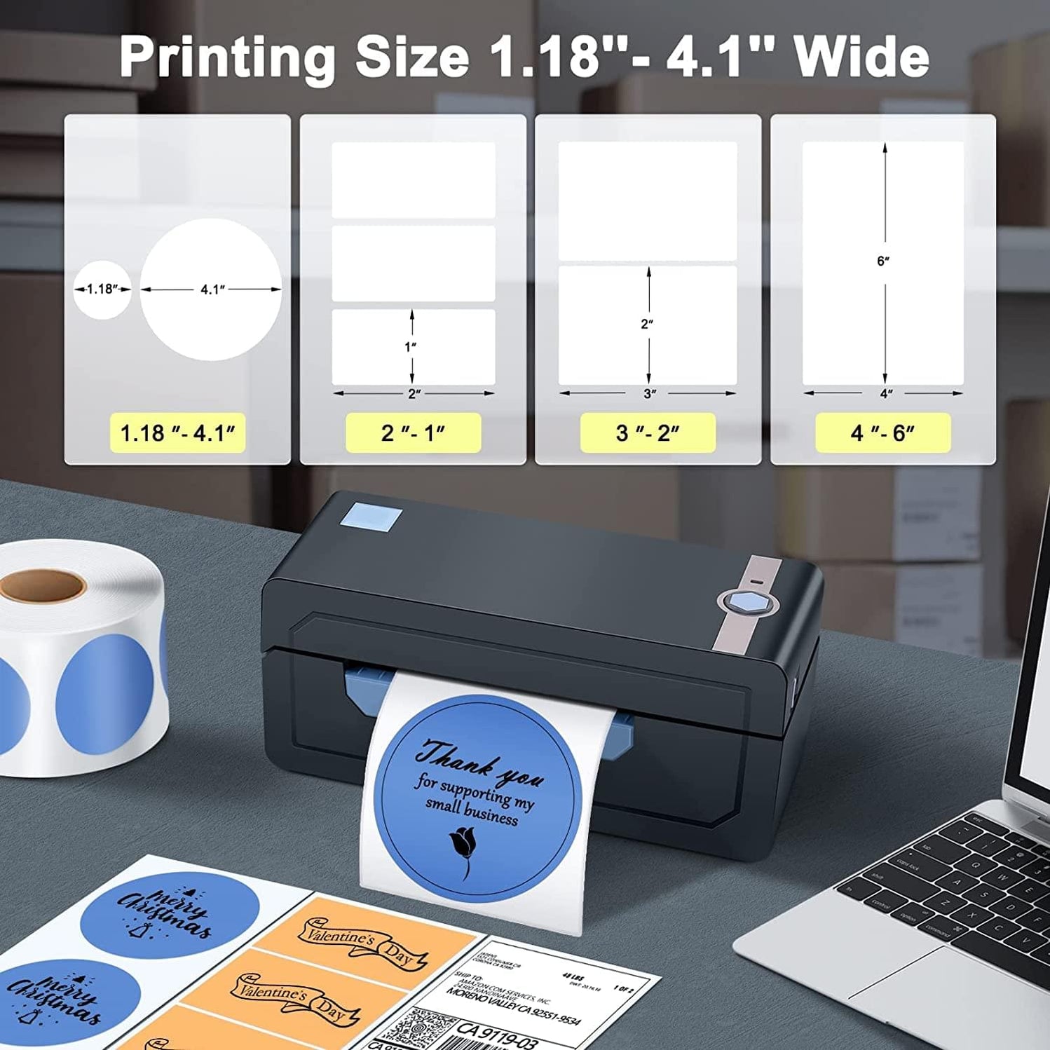 Shipping Label Printer Bluetooth Print for Main Shipping Company 268BT — JADENS