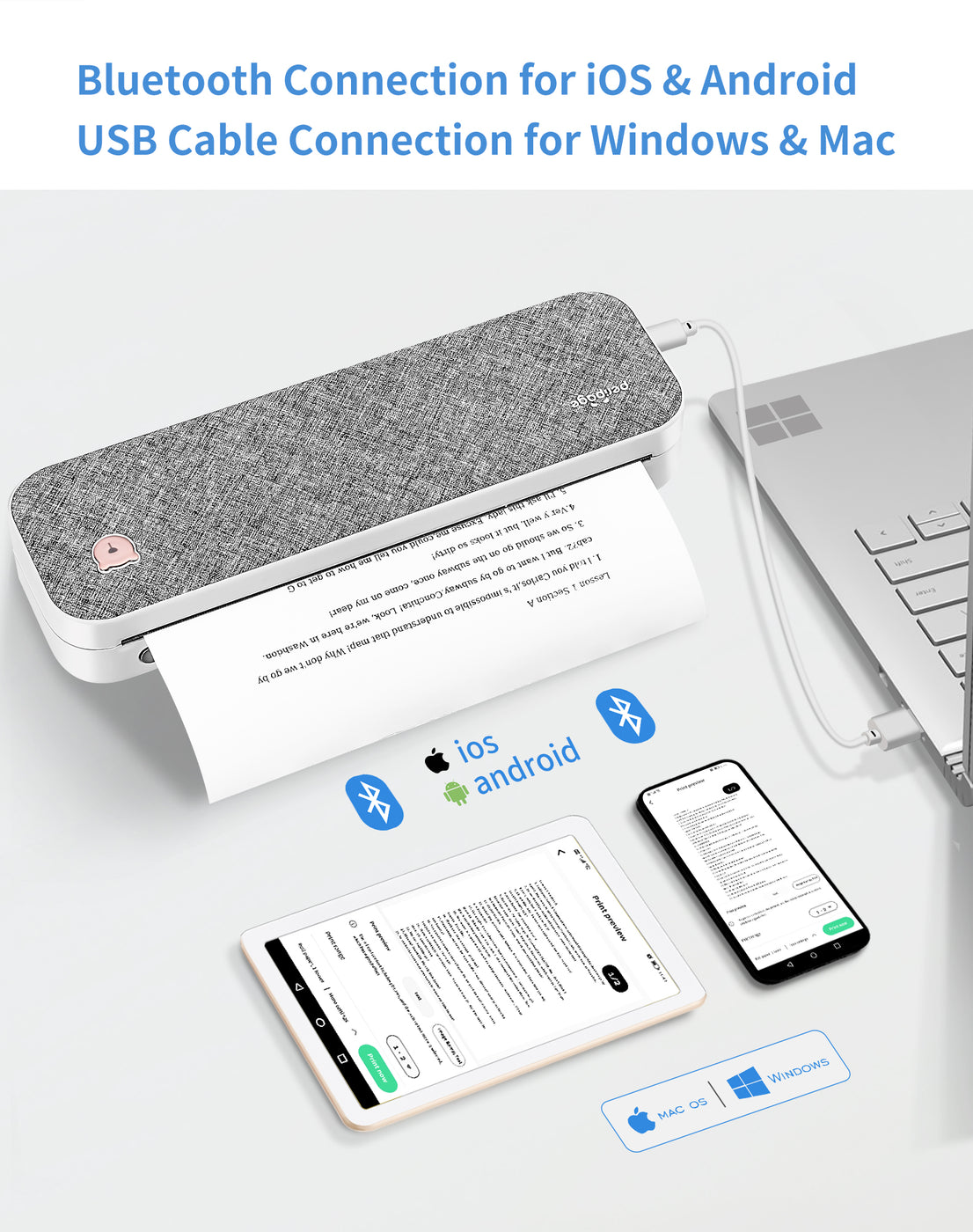 JADENS A40 Portable Thermal Printer Supports US Letter
